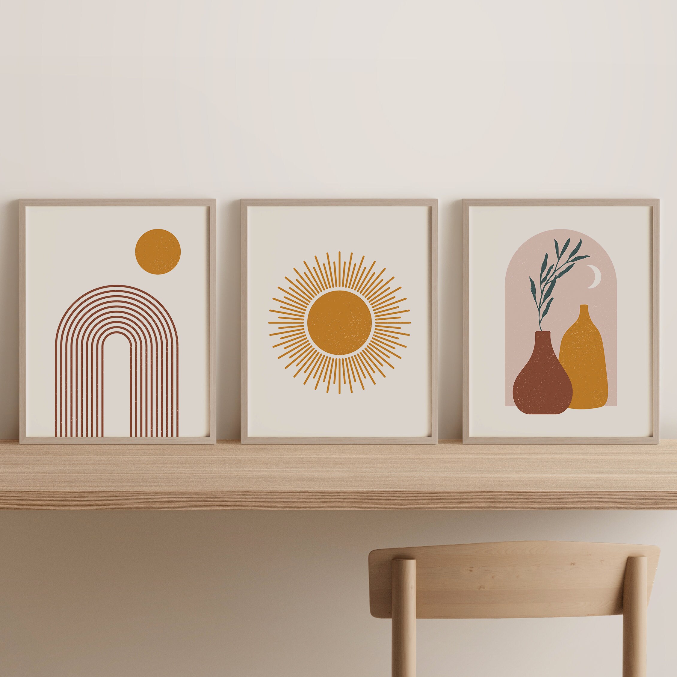 Boho Art Set of 3 Prints Boho Wall Art Botanical Print - Etsy