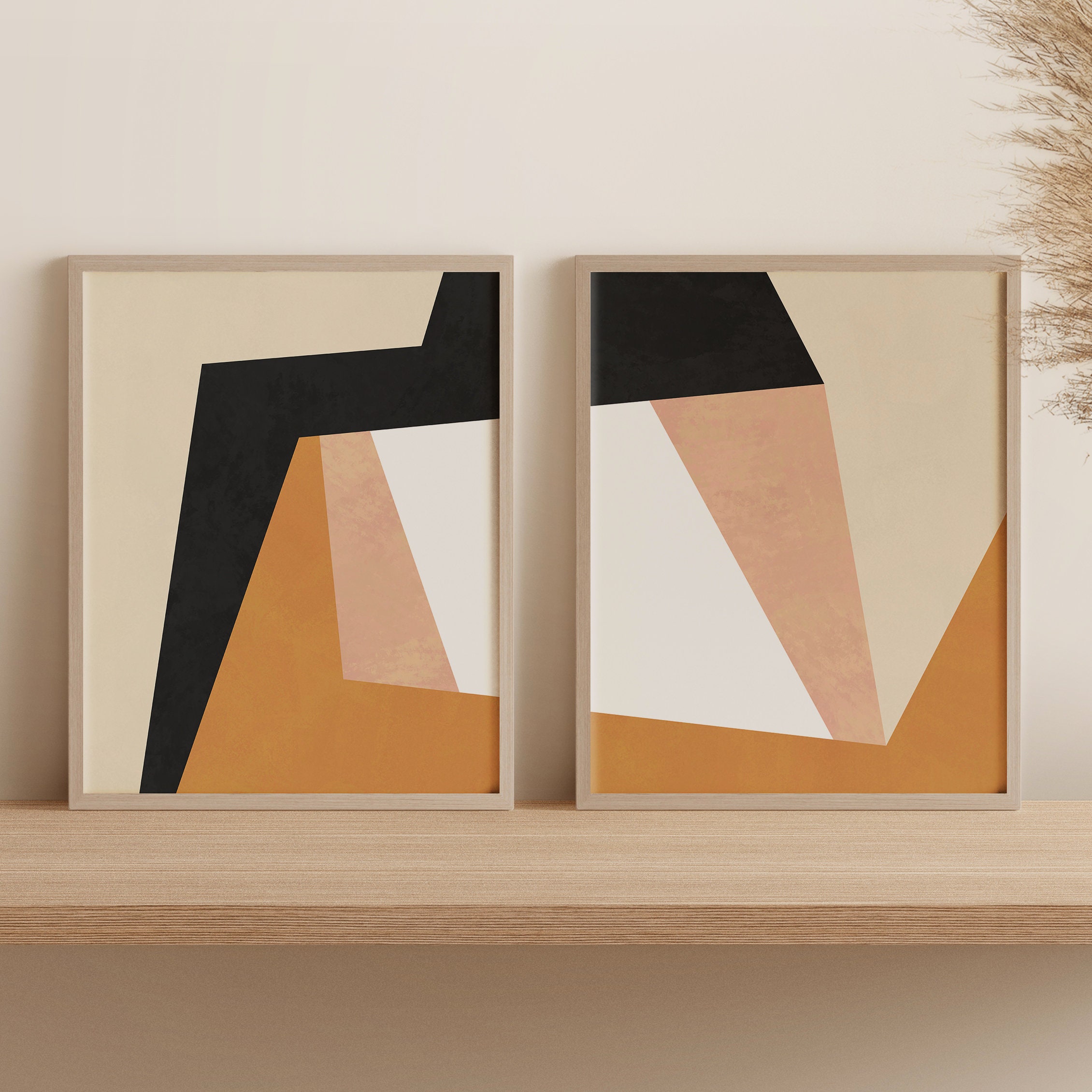 Geometric Wall Art Set of 2 Printable Wall Art Geometric - Etsy