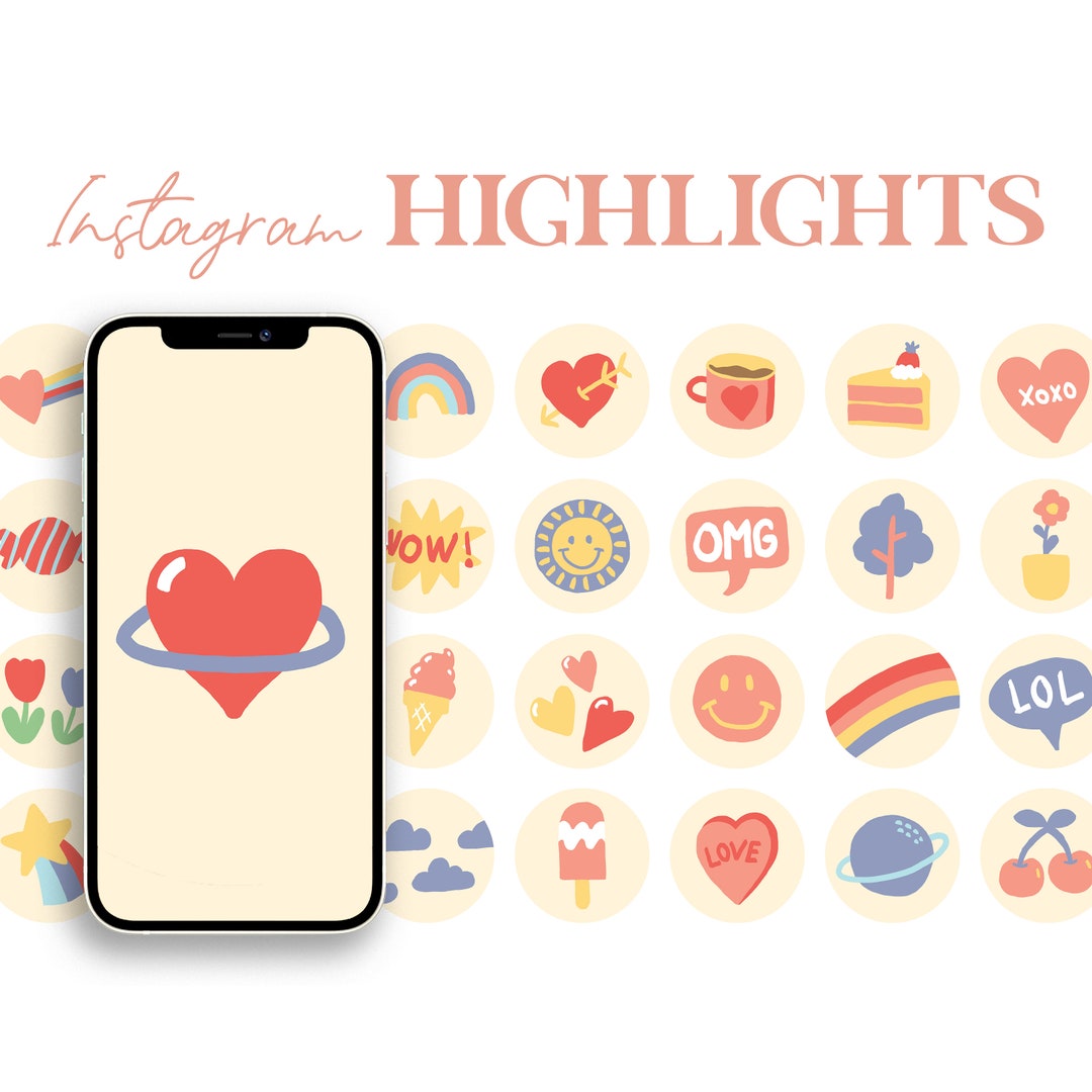 Cute Instagram Highlight Covers, Colorful Story Cover Icons, 40 Bold ...