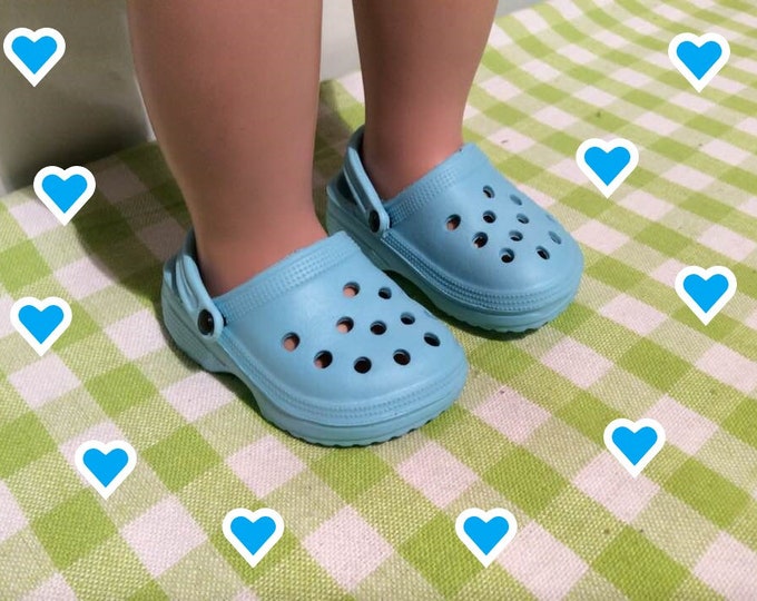 18 Inch Doll Shoes Light Blue Plastic Clogs Sandals With Strap Fits ...