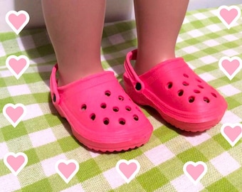 18 Inch Doll Shoes Light Blue Plastic Clogs Sandals With Strap Fits ...