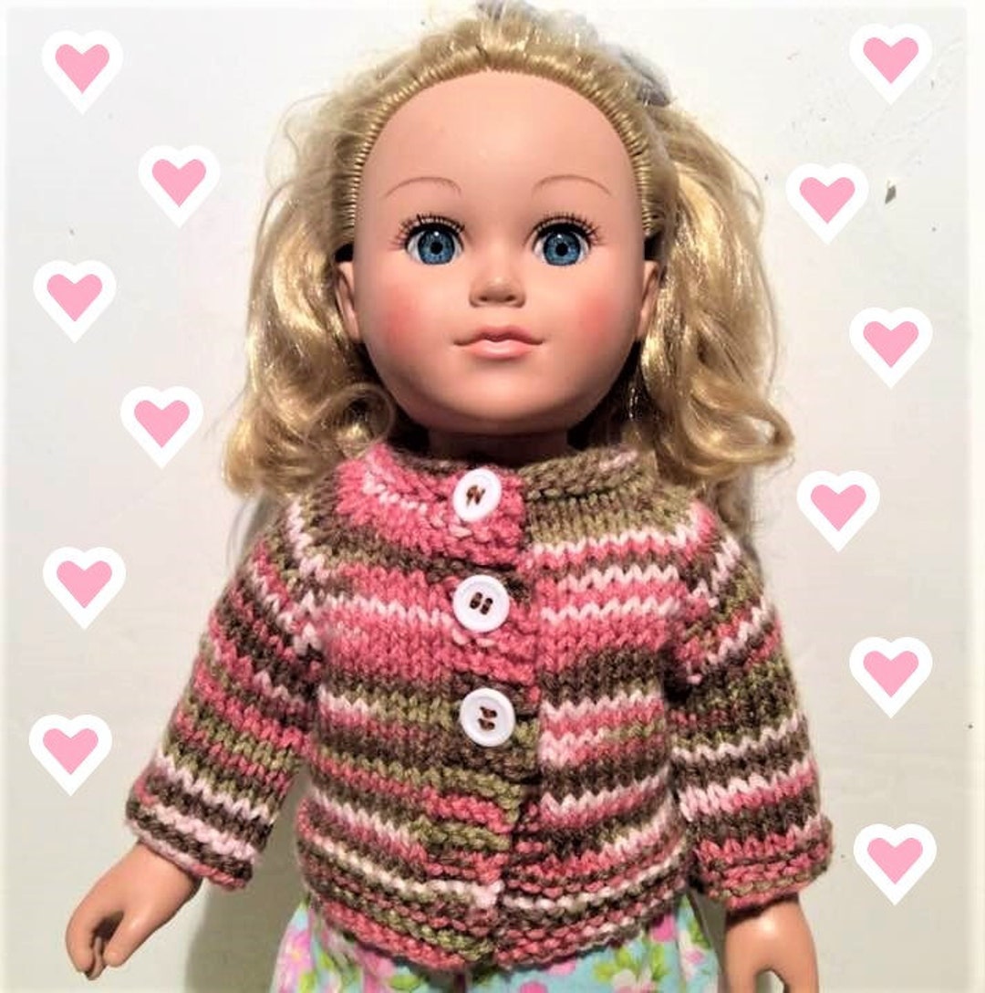 18 Doll Cardigan Sweater Hand Knit Light Brown and - Etsy