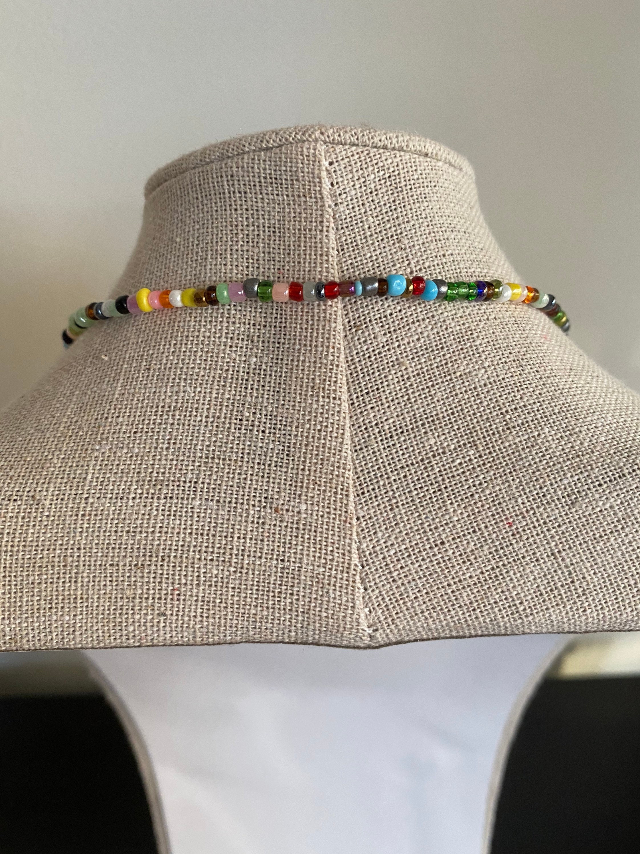 Rainbow/multi Colored Beaded Necklace 011 - Etsy UK