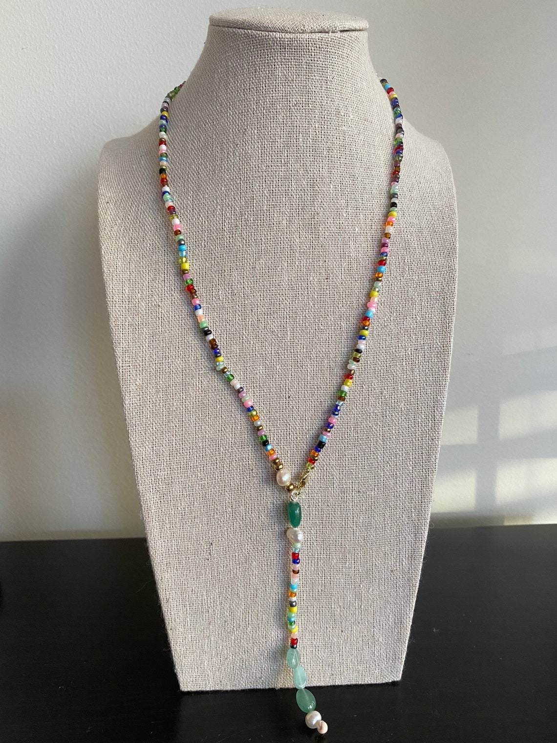 Rainbow/multi Colored Beaded Necklace 011 - Etsy UK