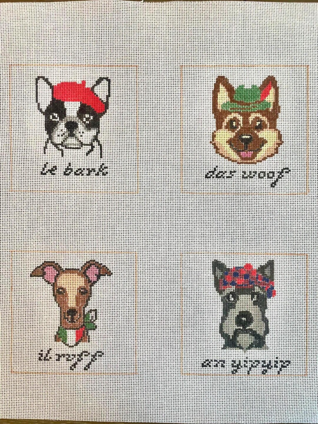 Dog Breed Pun Needlepoint Coaster Set: Hand-painted 18 Mesh, 4x4 ...