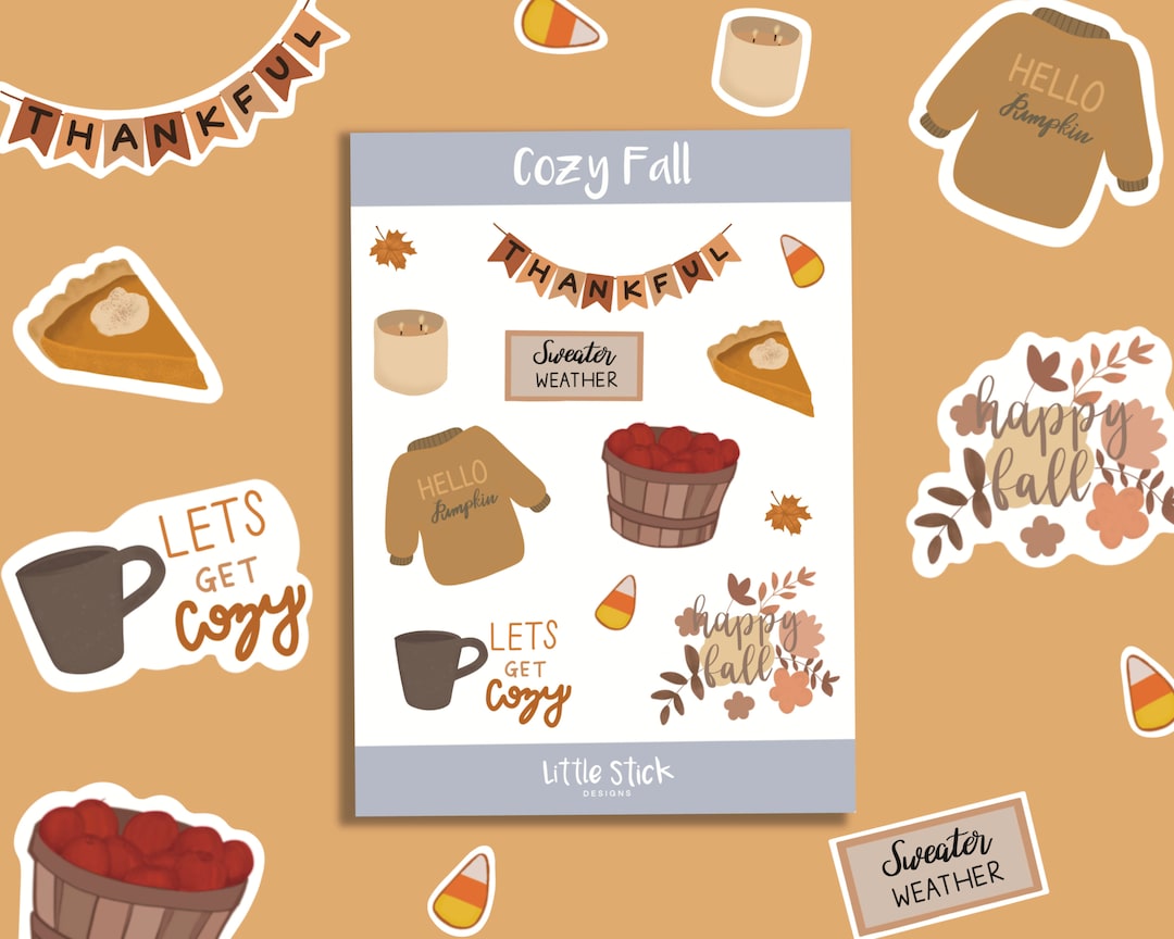 Cozy Fall Sticker Sheet | Bullet Journal Stickers | Sticker Sheets ...