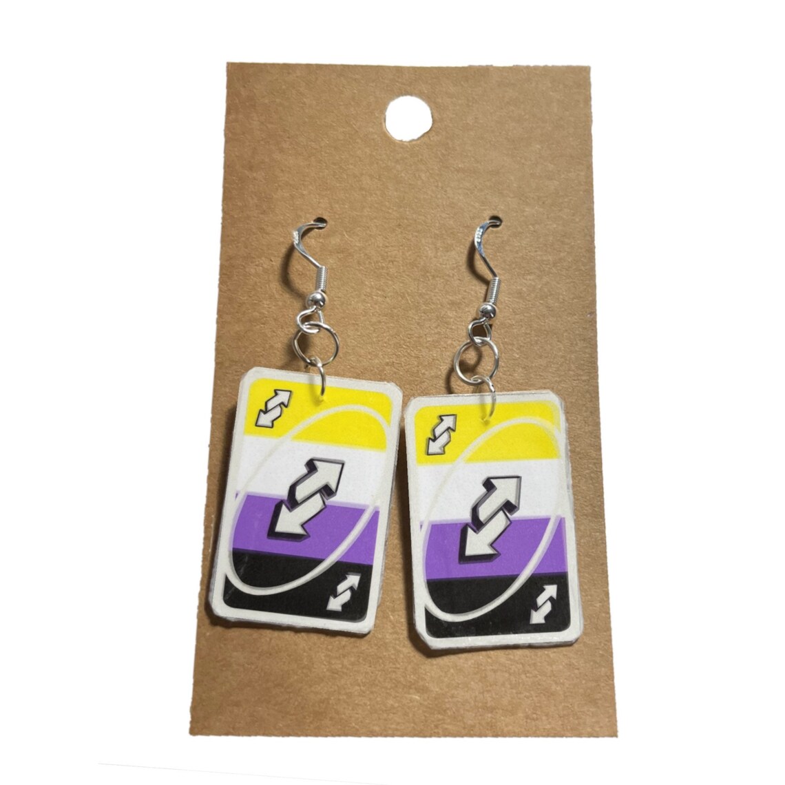 Uno Reverse Card Non-binary Earrings - Etsy