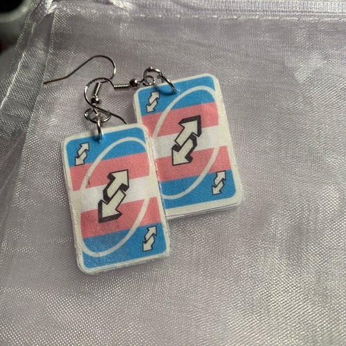 Uno Reverse Card Non-binary Earrings - Etsy
