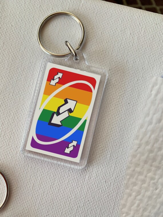 Rainbow Pride Flag Uno Reverse Card Keychain | Etsy