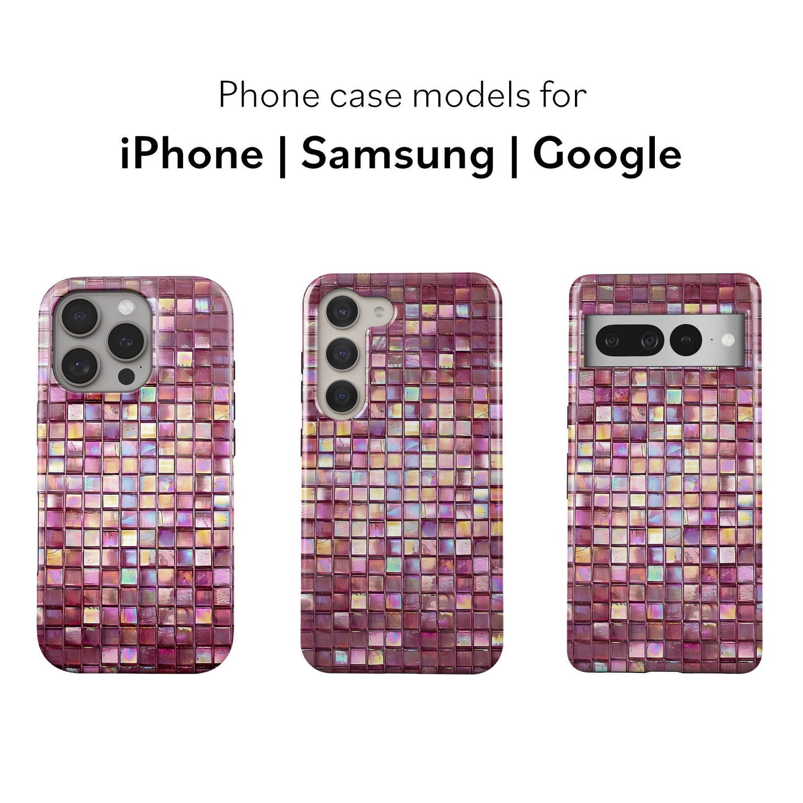 Pink Mosaic Tile Phone Case for Iphone, Samsung & Google - Etsy
