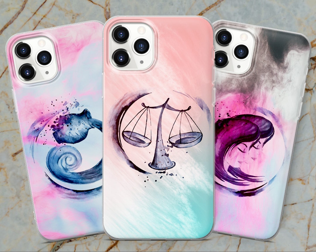 Zodiac Sign Phone Case Watercolor Astrology Cover for iPhone 14 Pro 13 ...