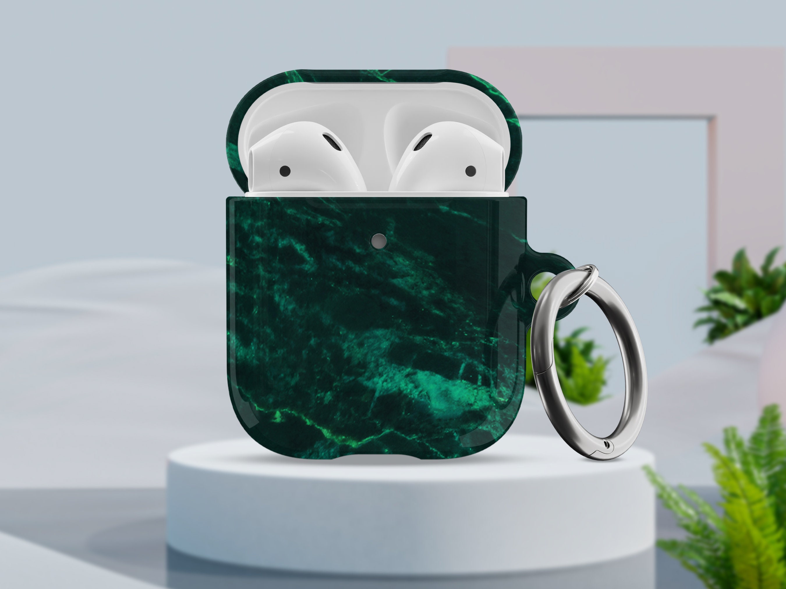 Emerald Green Airpods Case Trendy Marbel Stone Custom Cover Fits for ...