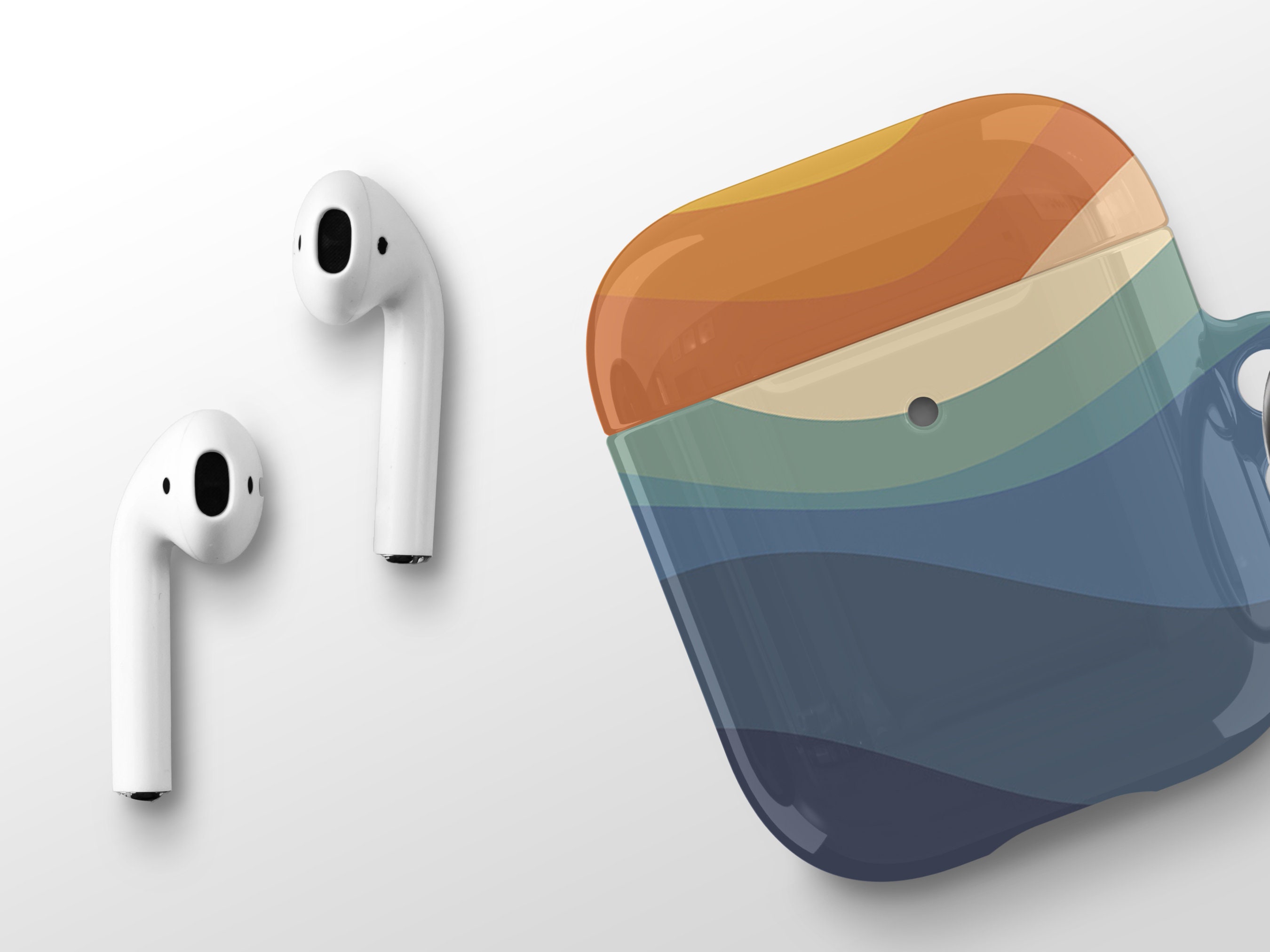 Retro Abstract Vintage Airpods Case Hippie 70s Y2K Waves Custom Cover ...