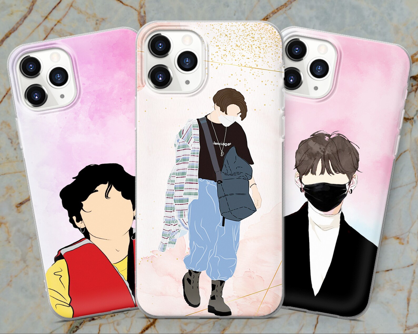 BTS KPop Phone Case Pink bts Music Cover para iPhone 14 Pro 13 - Etsy ...