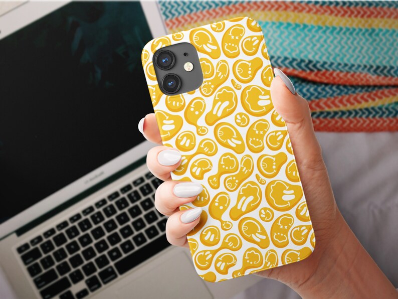 Trippy Smileys Faces Phone Case Cute Yellow Cover for iPhone - Etsy