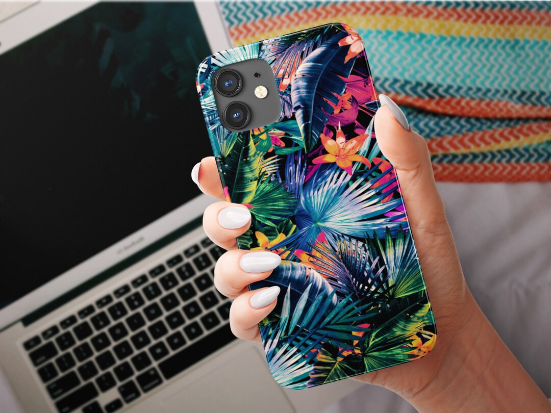 Tropical Flowers Phone Case Dark Palm Leaves Cover Fit for iPhone 16 15 ...