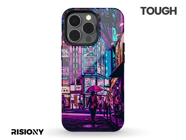 Neon City Phone Case Cyberpunk Japanese Cover Fit for iPhone 16 15 14 ...