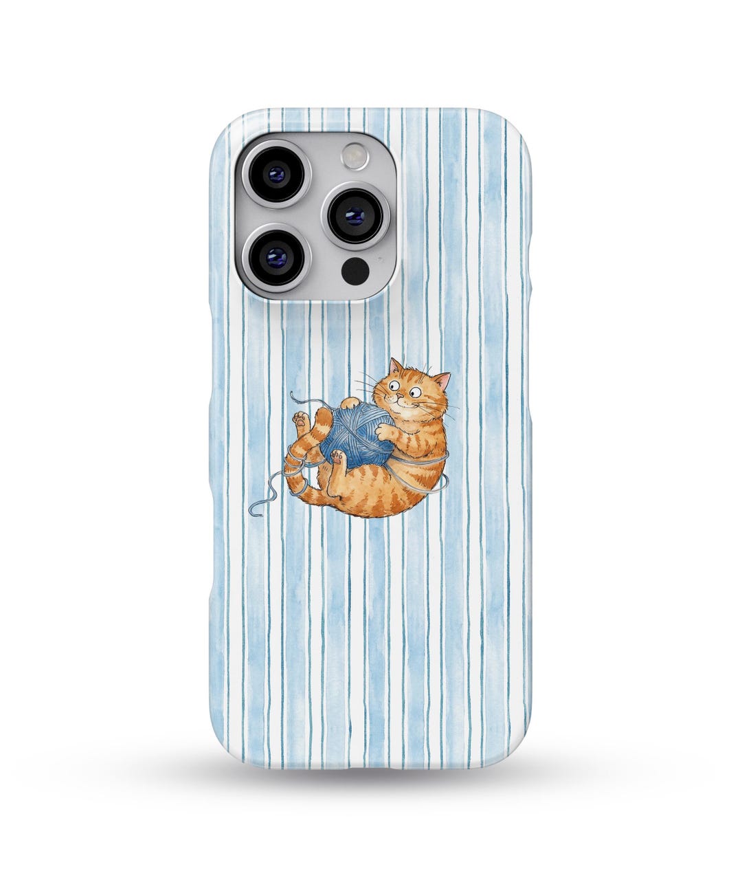 Cute Cat With Yarn Blue Stripe Phone Case for Iphone, Samsung & Google ...