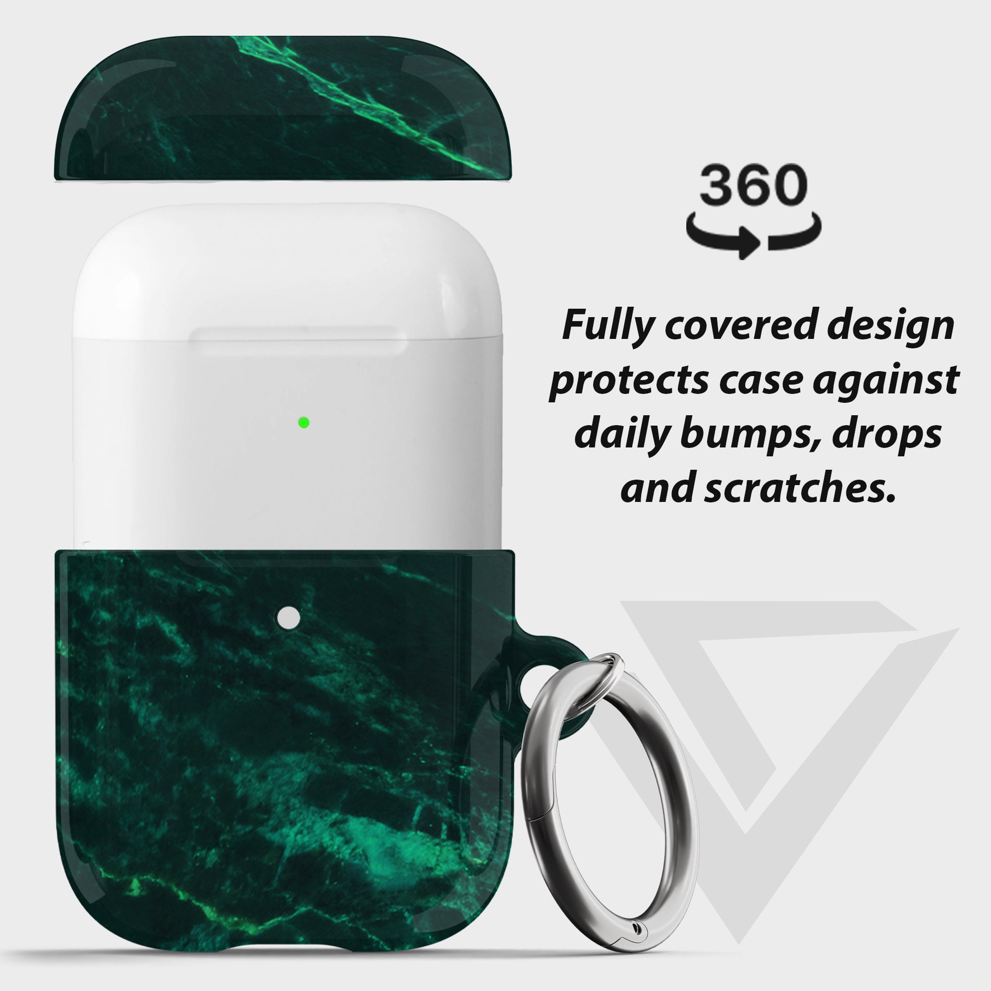 Emerald Green Airpods Case Trendy Marbel Stone Custom Cover Fits for ...