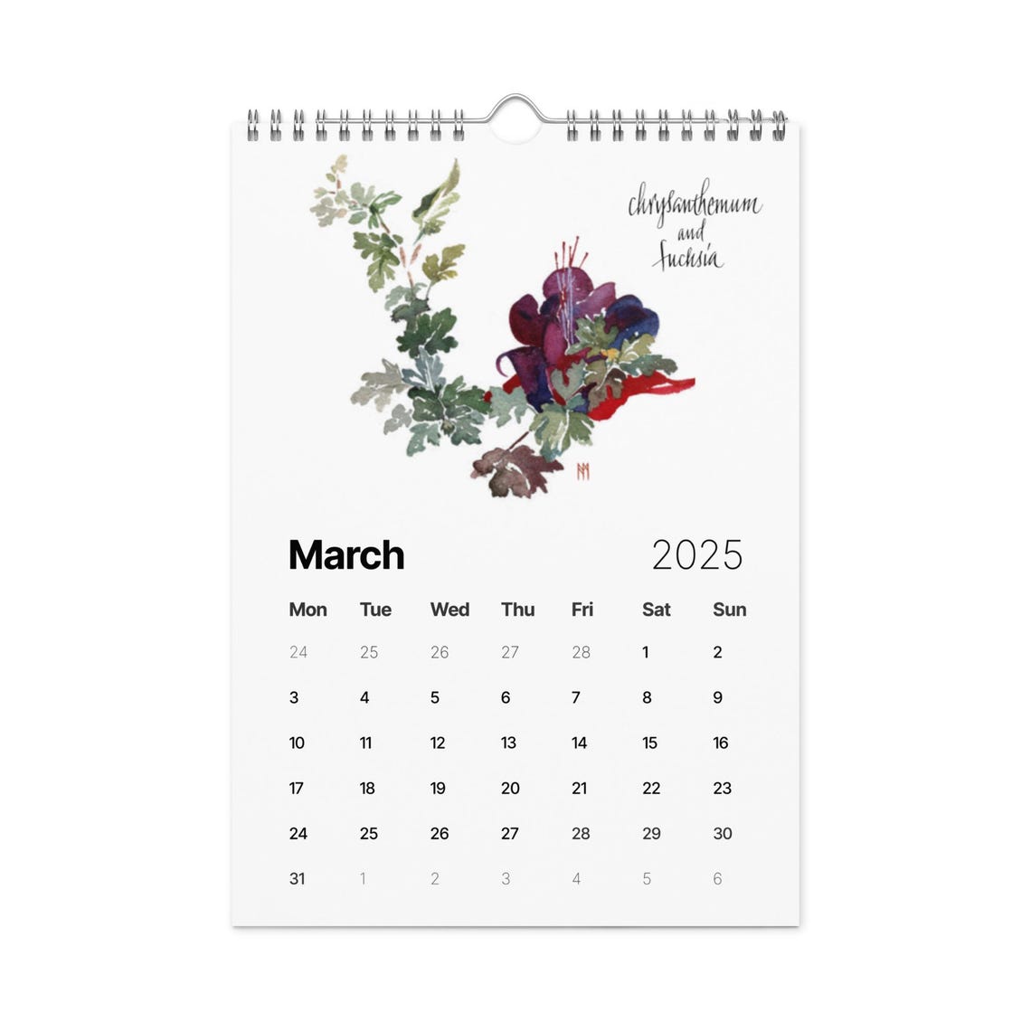 Floral Wall Calendar - Watercolors by Ann Miller (2025) - Etsy