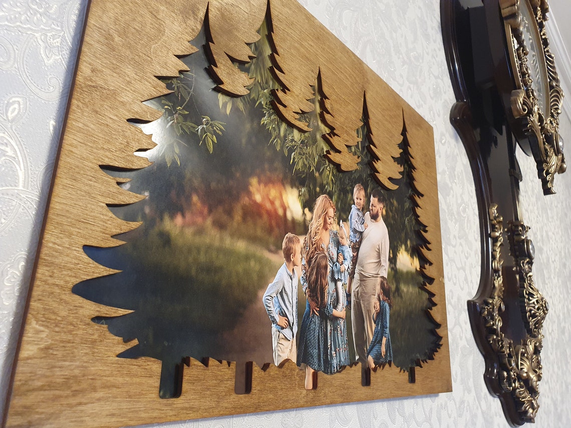 Wooden Picture Frame Family Picture Frame Engraved Photo | Etsy