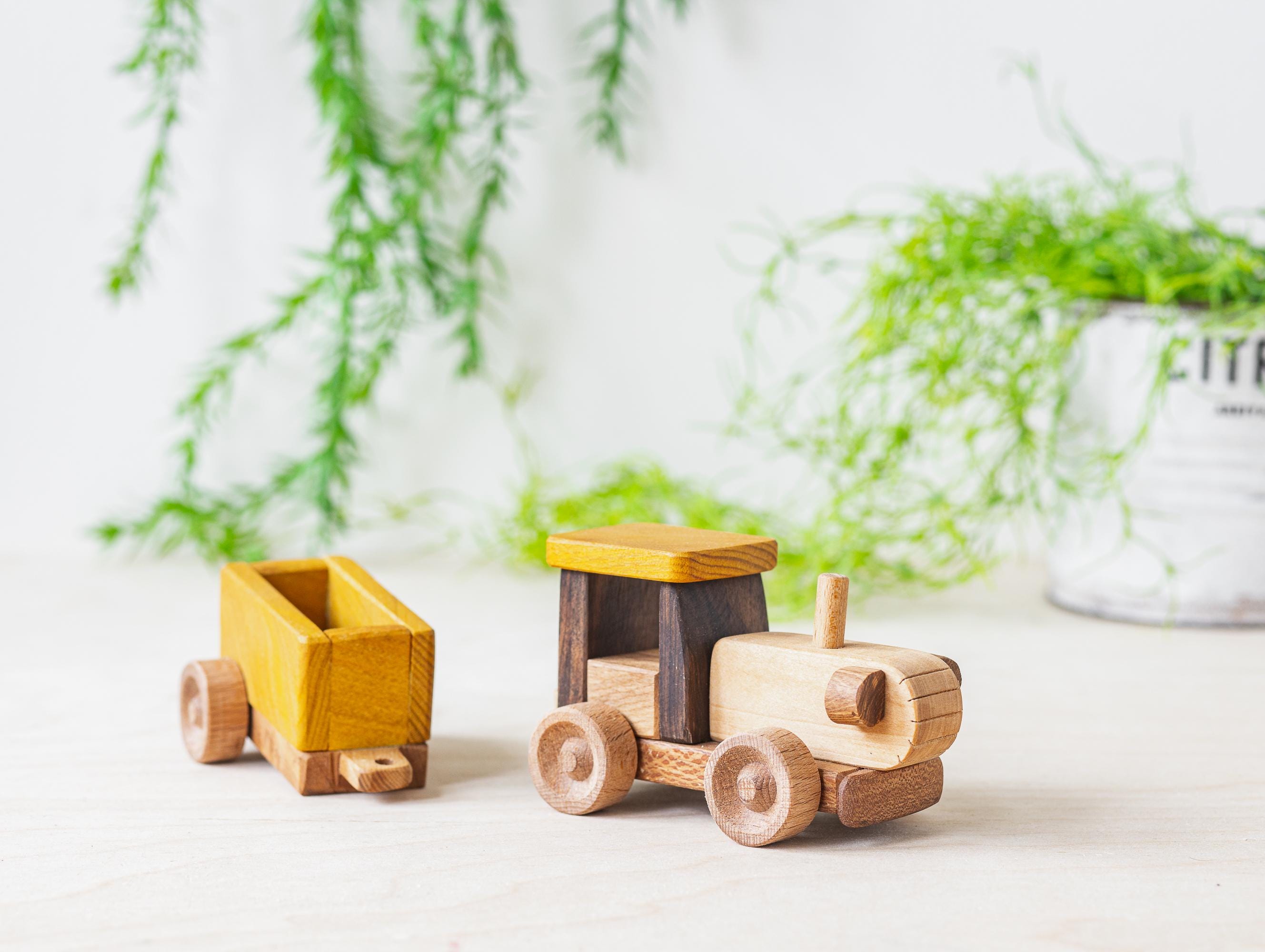 Handmade Wooden Tractor With Cargo Trailer - Etsy
