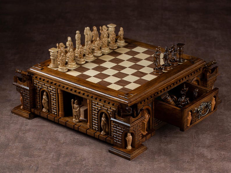 Chess Set Kingdom Luxury Chess Board / HANDMADE / - Etsy UK