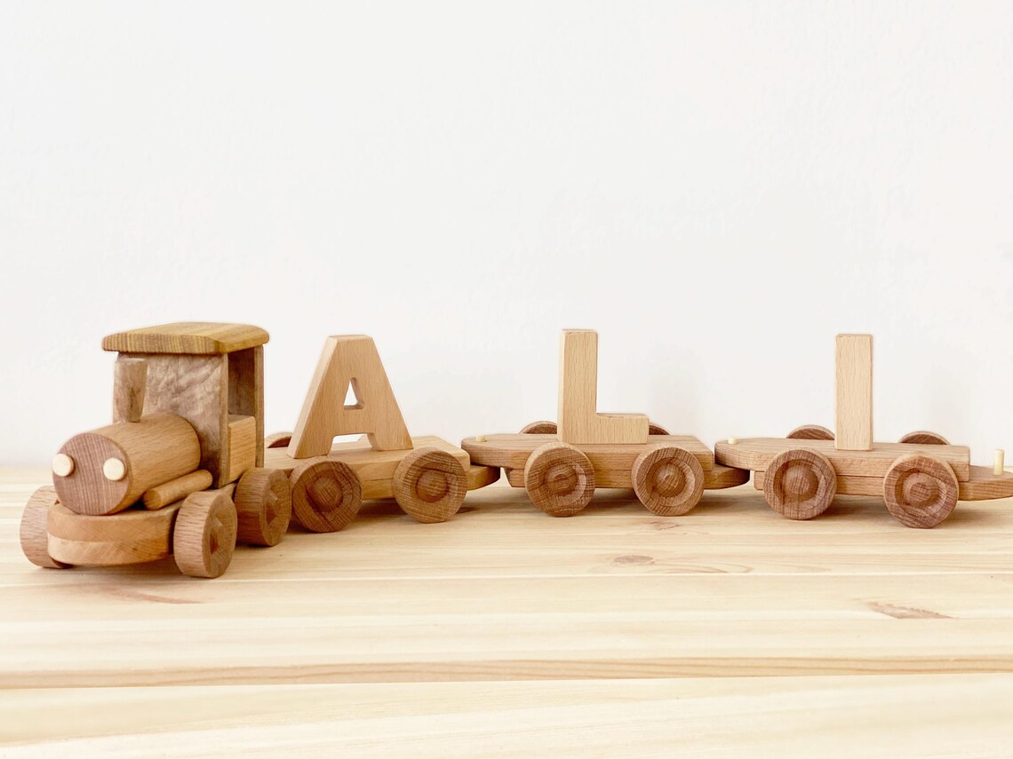 Handcrafted Wooden Alphabet Train Set Safe & Fun Toy for Toddlers ...