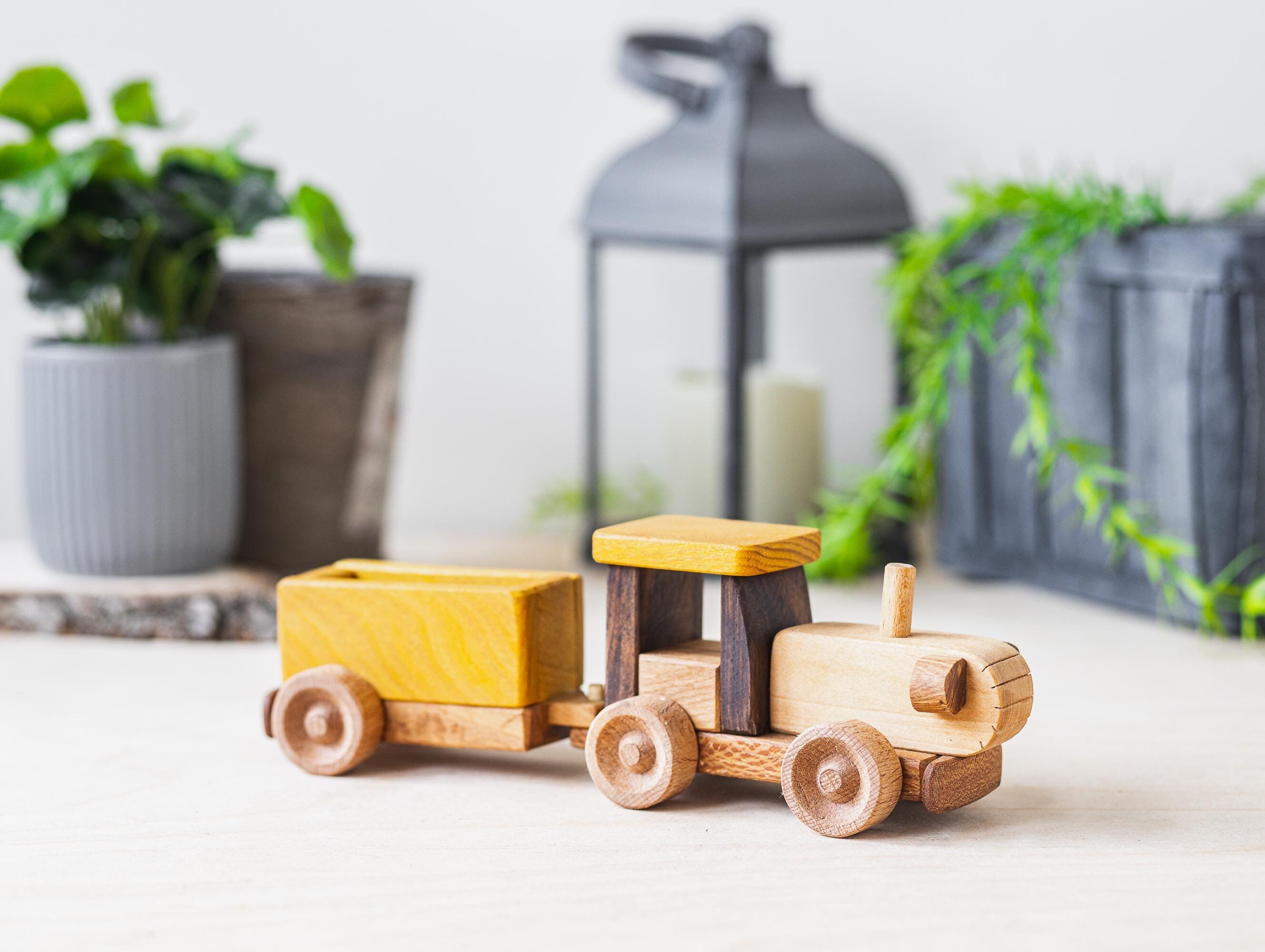 Handmade Wooden Tractor With Cargo Trailer - Etsy