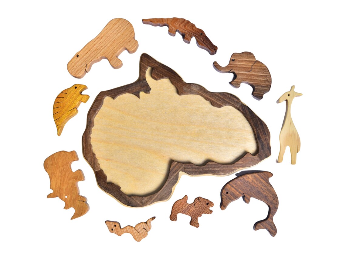 Animal Puzzle, Africa Map Puzzle, Wooden Puzzle, Montessori Toys ...