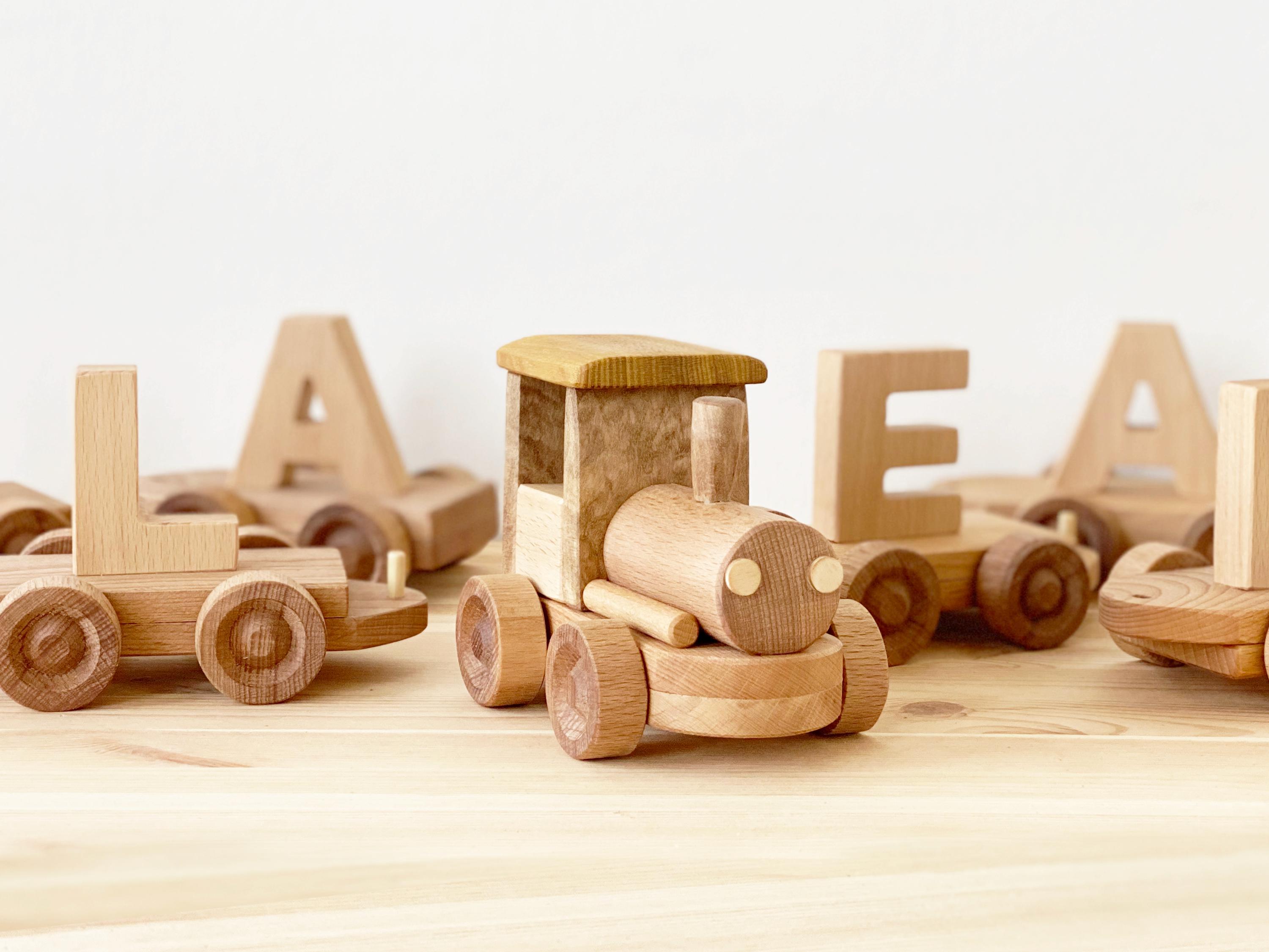 Handcrafted Wooden Alphabet Train Set Safe & Fun Toy for Toddlers ...