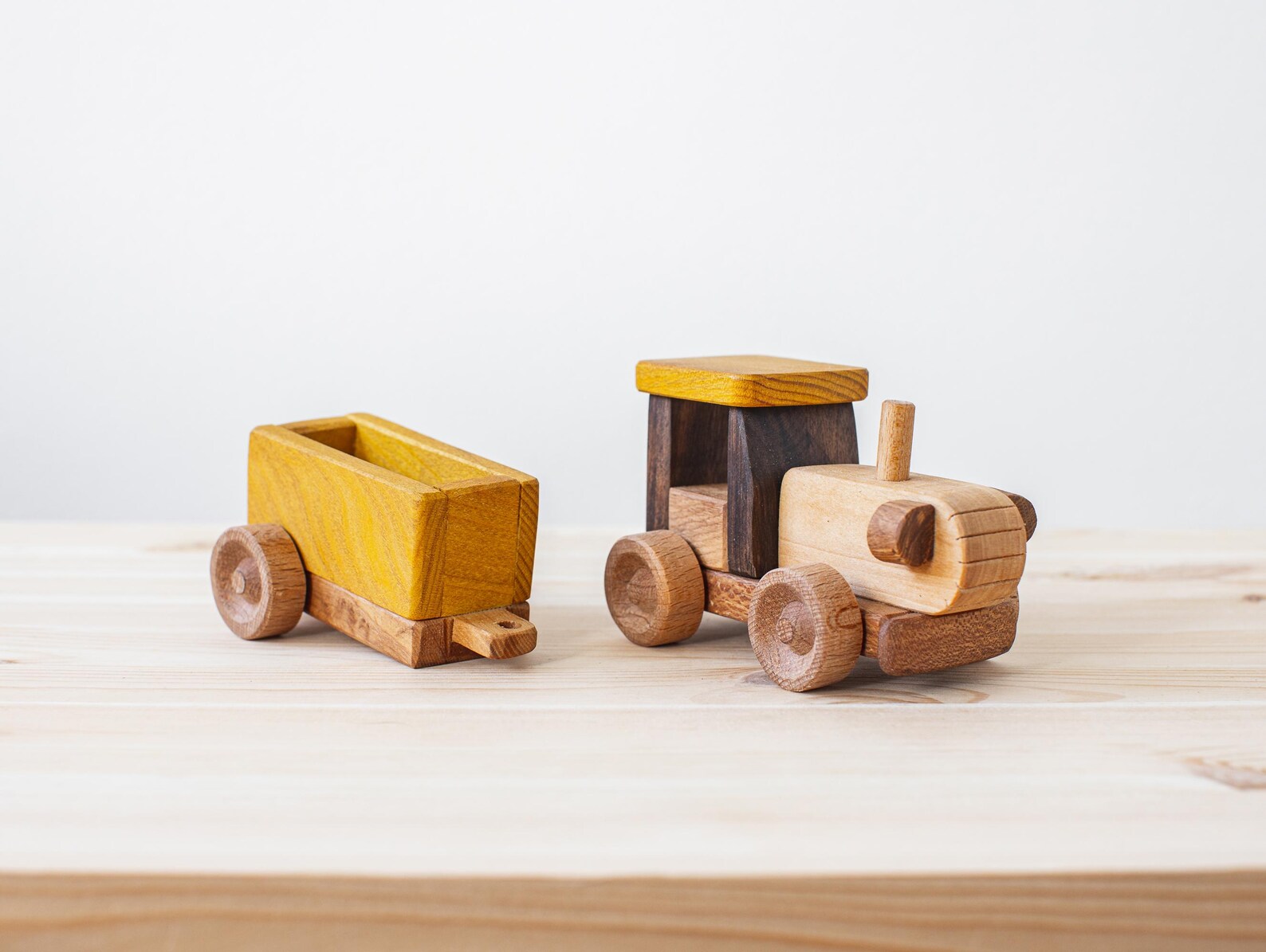 Handmade Wooden Tractor With Cargo Trailer - Etsy