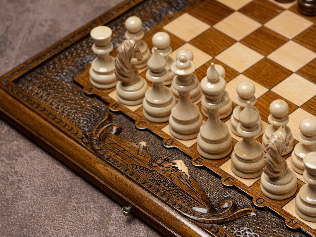 Handcrafted Wooden Chess Set With Unique Design Mountain / PERSONALIZED ...