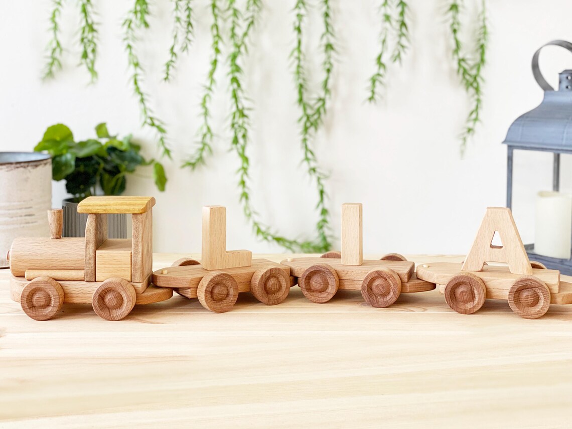 Handcrafted Wooden Alphabet Train Set Safe & Fun Toy for Toddlers ...