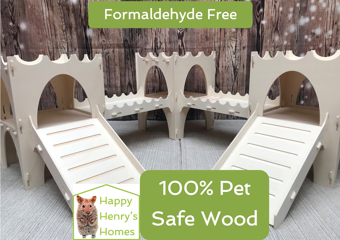Rabbit Triple Turret Castle Kit Formaldehyde Free, Non Toxic, Wooden ...