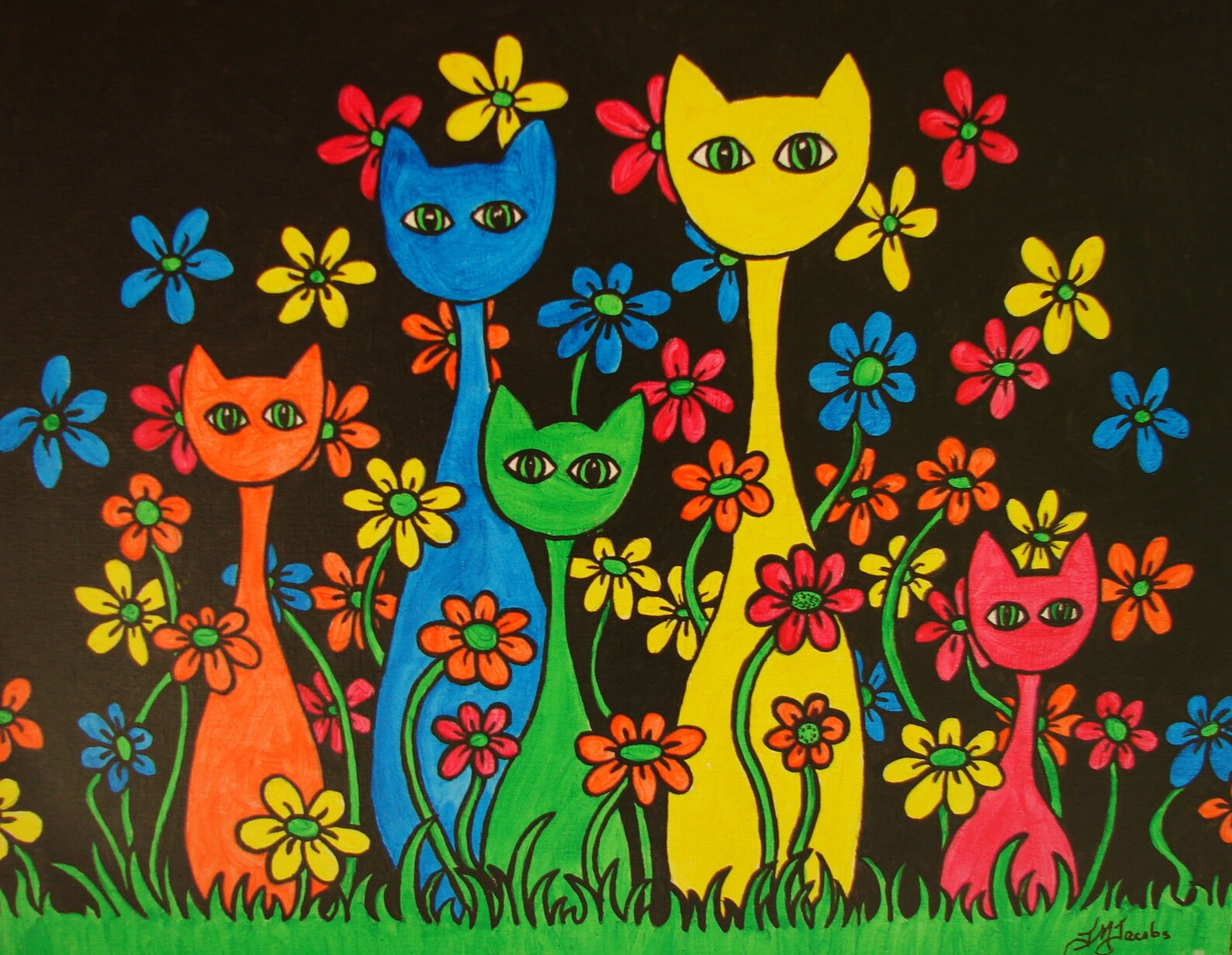 Cats in Daisies - Etsy