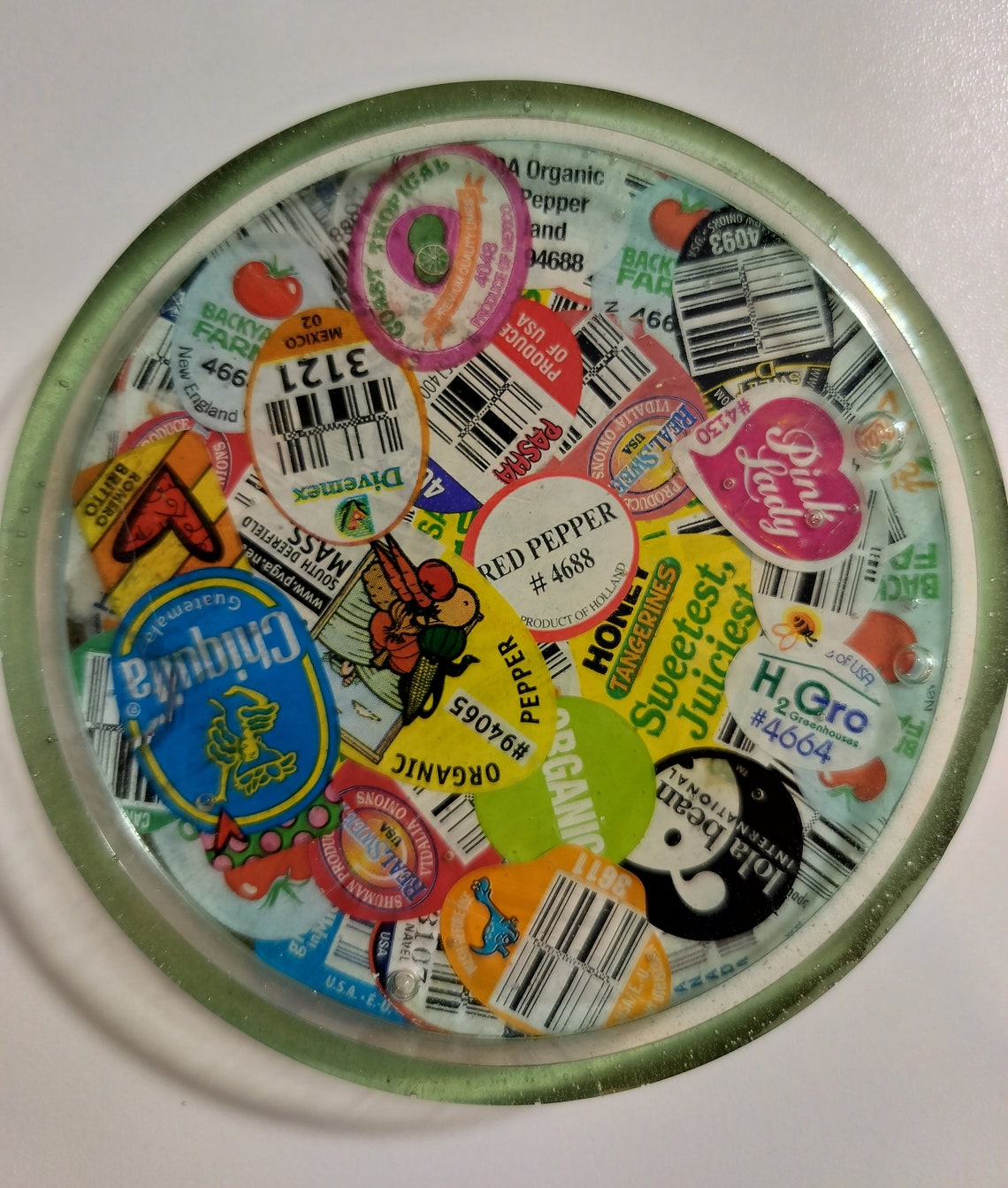 Farm Produce Sticker Tag 4 Piece Coaster Set - Etsy