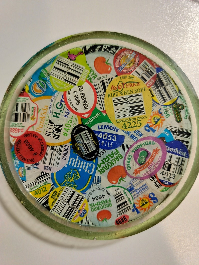 Farm Produce Sticker Tag 4 Piece Coaster Set - Etsy