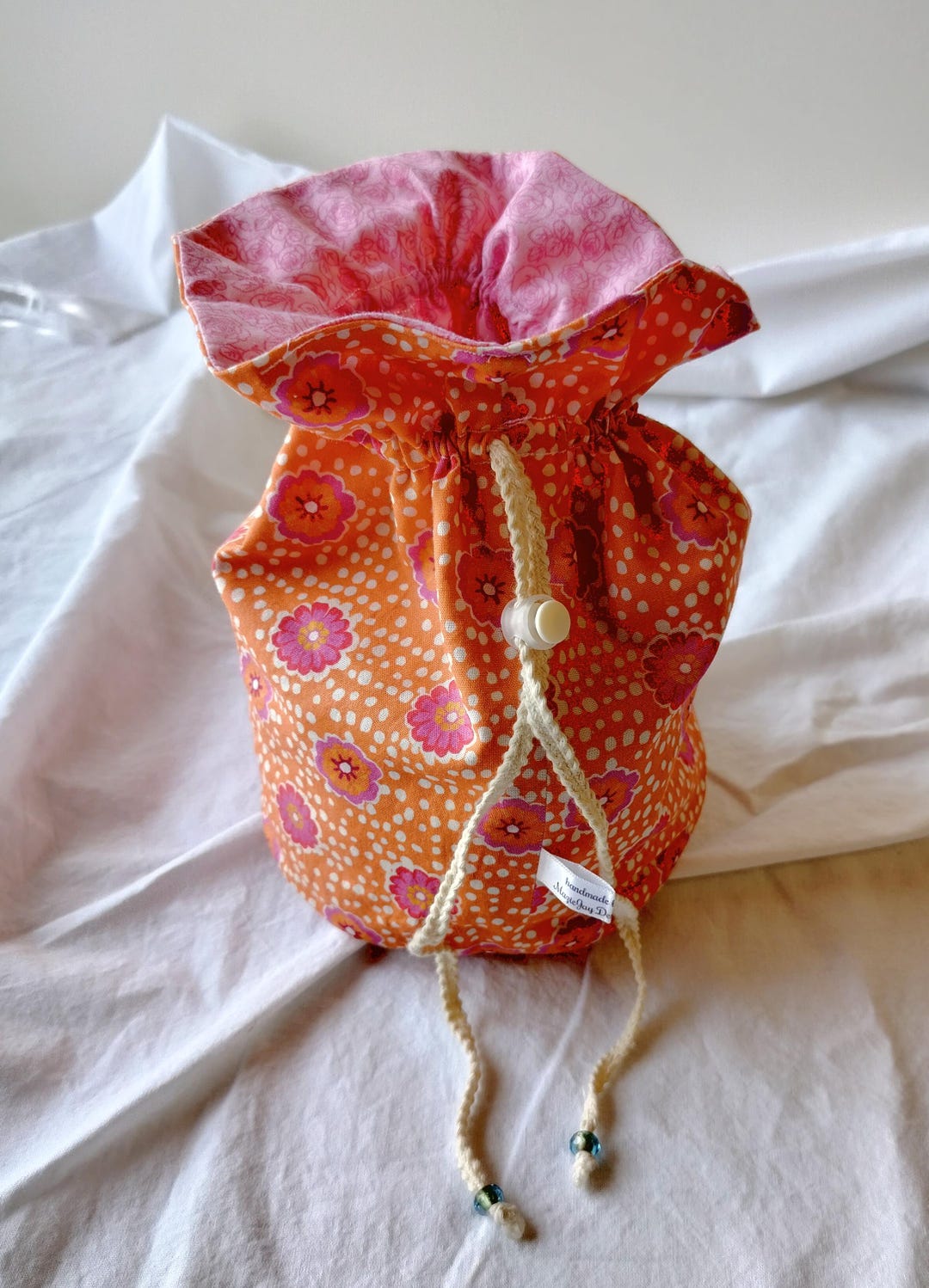 Handmade Round Bottom Hippie Flower Drawstring Bag - Etsy