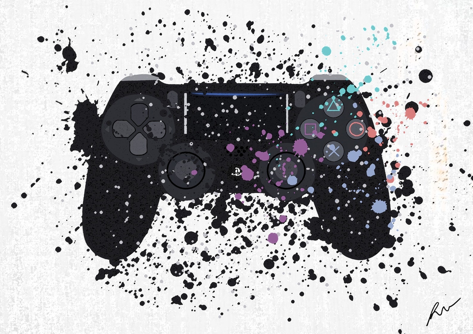 Playstation Controller Painting Print Landscape A3 - Etsy