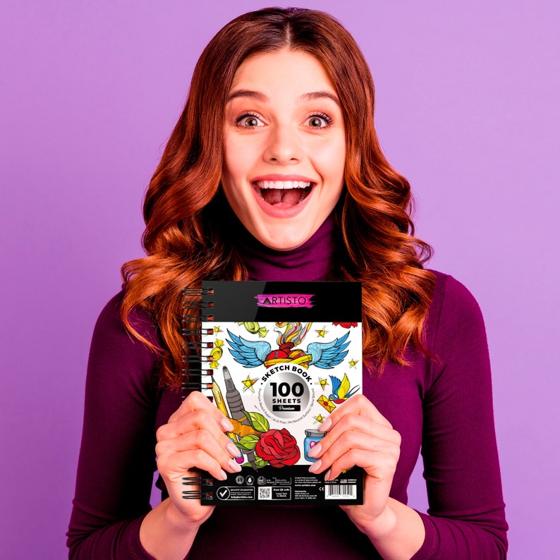 Premium Sketch Book Set, 5.5x8.5 In, Spiral Bound, Pack of 3, 300 ...