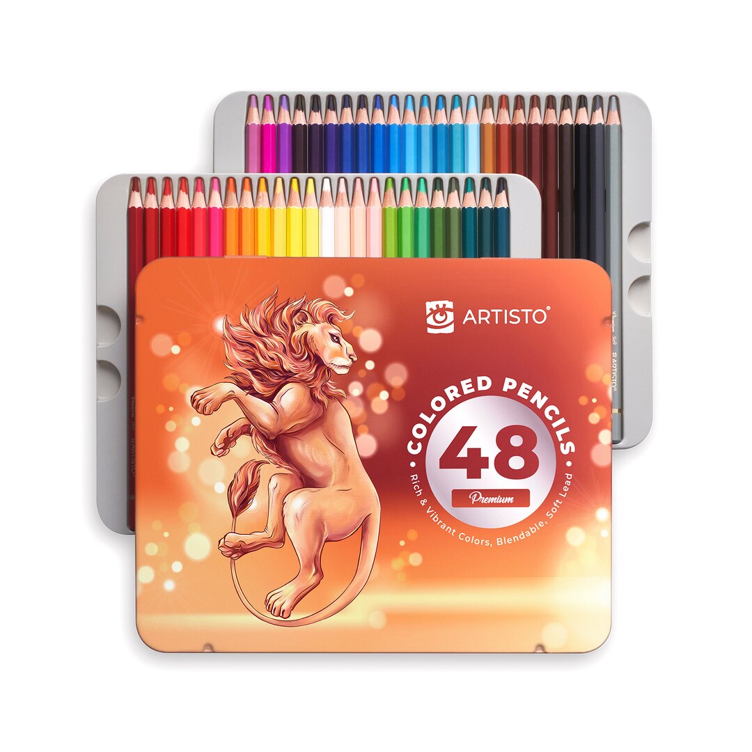 Premium Colored Pencils | Set of 48, Quality 3.8mm Soft Core Leads ...