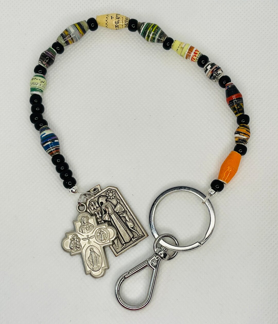 Recycled Paper Bead Keychain Rosary Handmade Catholic - Etsy