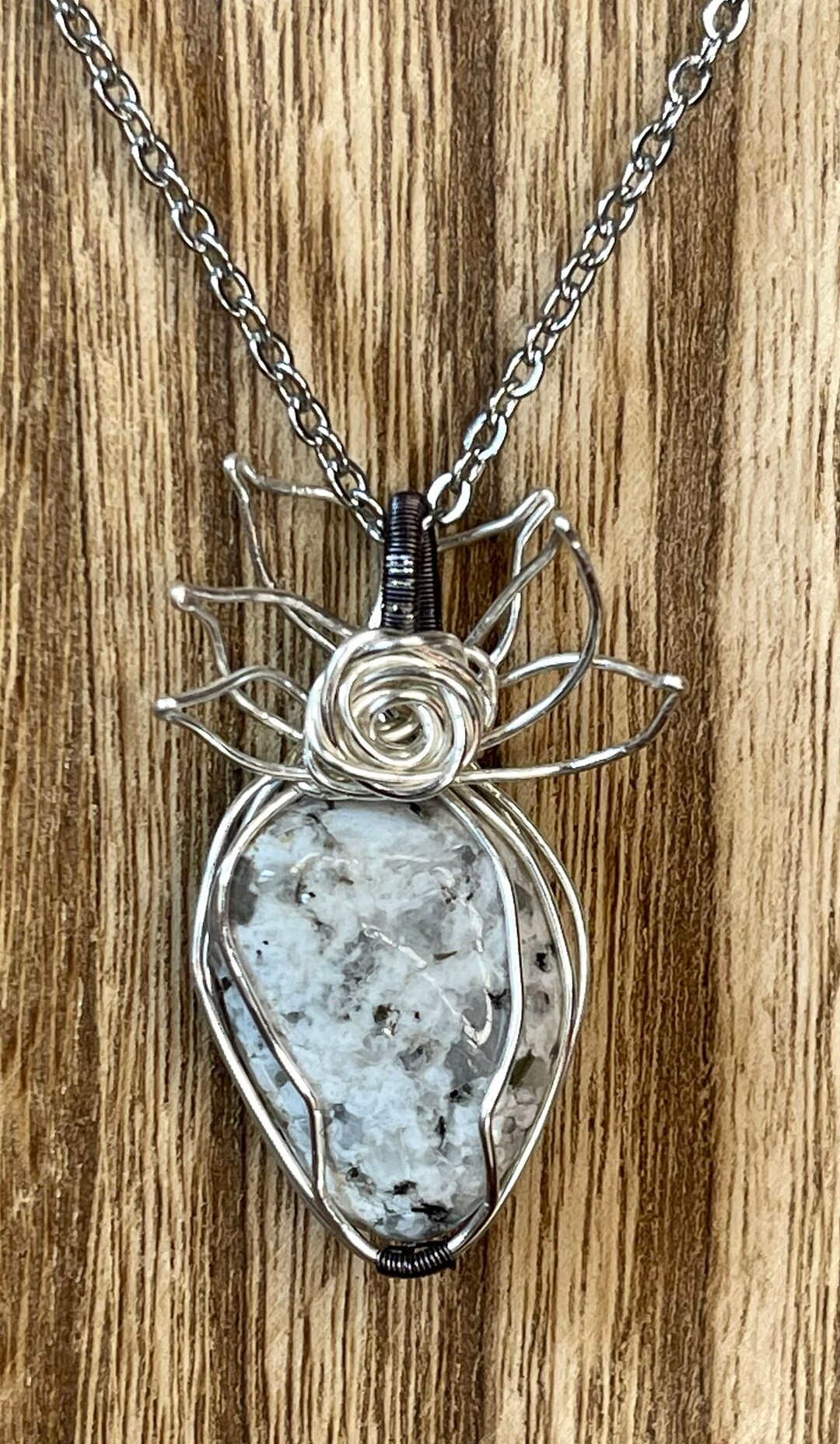 Tumbled Rock Silver Wire Pendant | Handmade Silver Wire Necklace ...