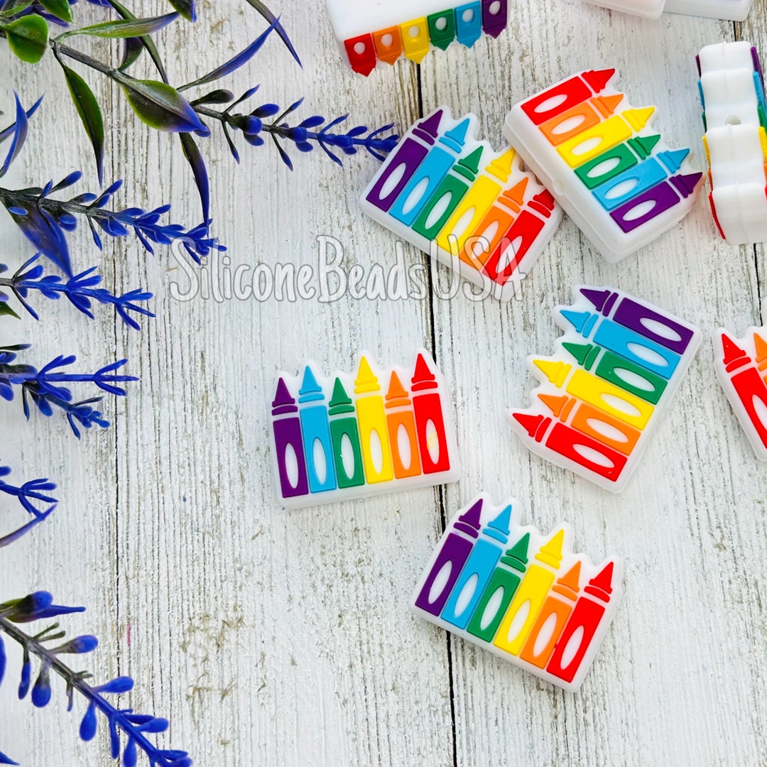 NEW Crayon Bead Beads for Pen Back to School Teacher Beads Apple Focal ...