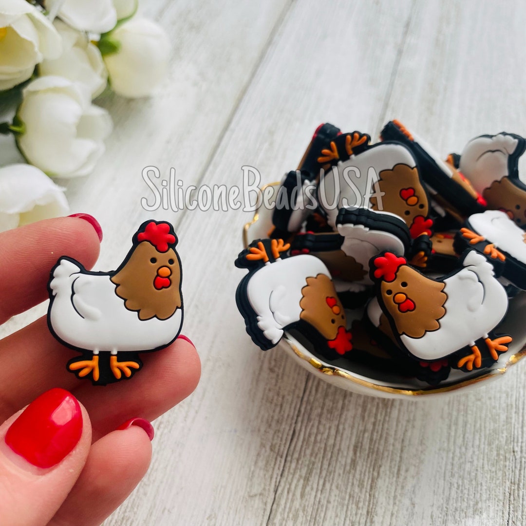NEW Chicken Bead Silicone Beads Farm Animal Beads Chick Bead Rooster ...