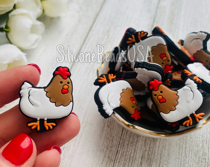 NEW Chicken Bead • Silicone Beads • Farm Animal Beads • Chick Bead ...