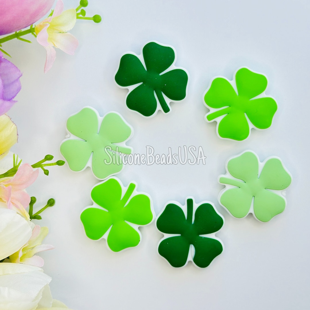 Irish Shamrock Bead Four Leaf Clover Beads Silicone Beads Patricks ...