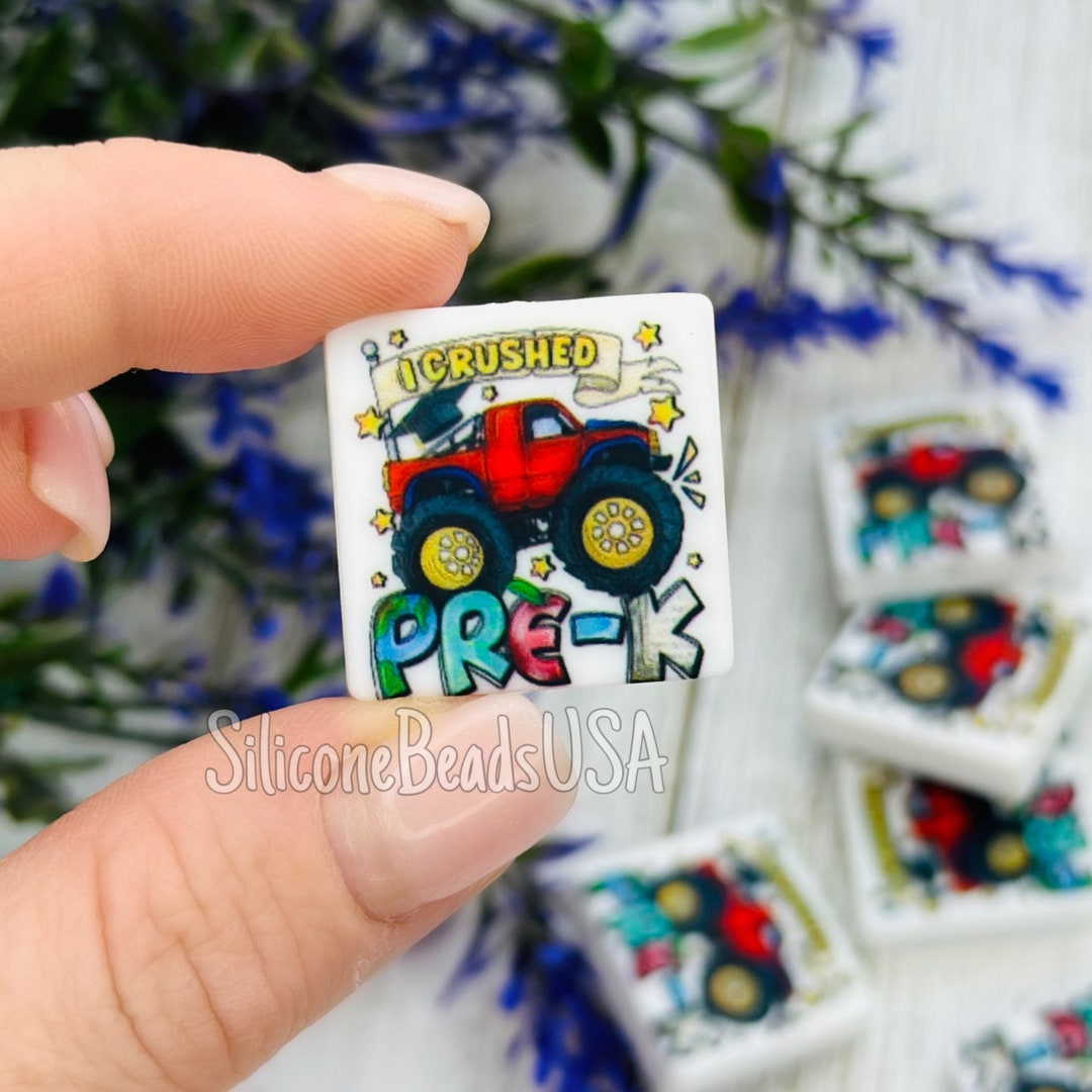 Pre-k Beads Tractor Back to School School Bus Pencil ABC Focal Silicone ...