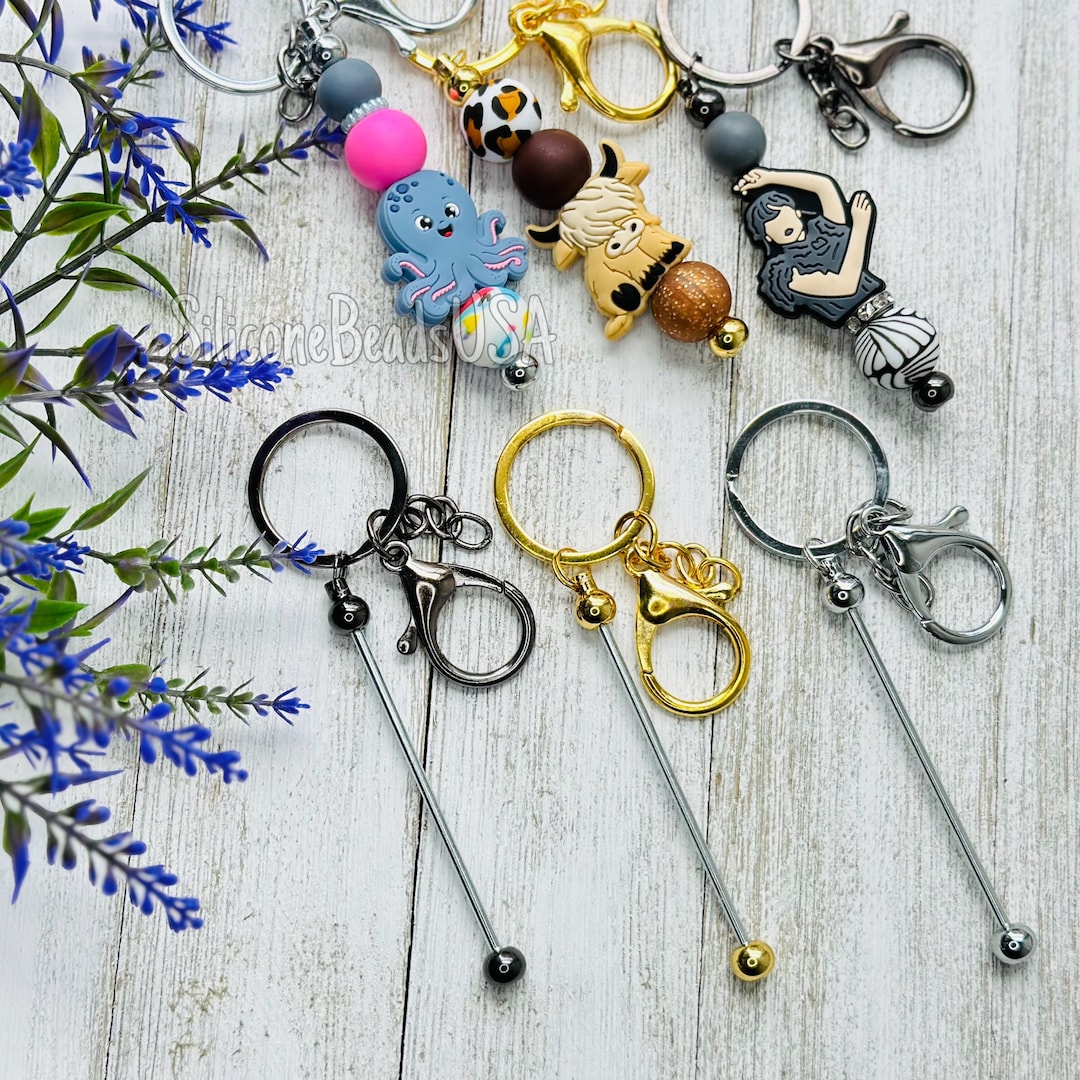 Beadable Keychains Blank Diy Keychains 1 Pc Silver Gold Black Keychain ...